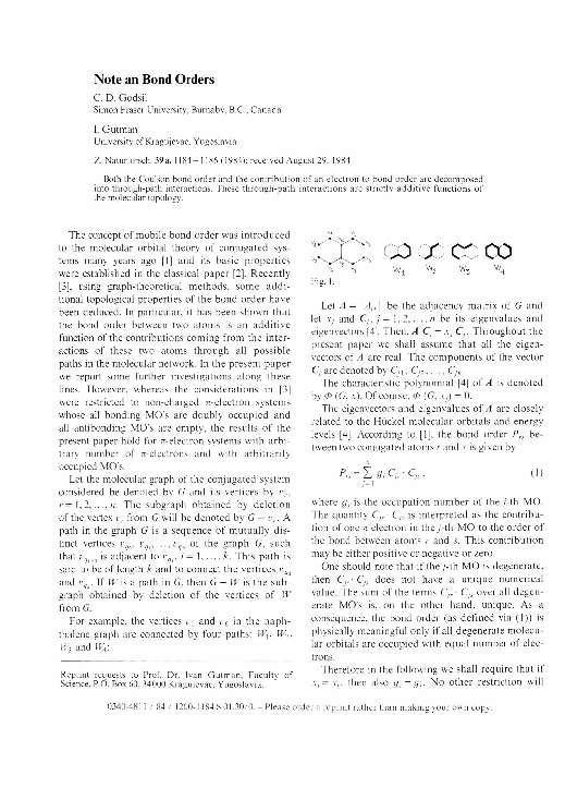 (PDF) Note an Bond Orders