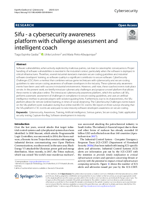 (PDF) Sifu - a cybersecurity awareness platform with challenge ...