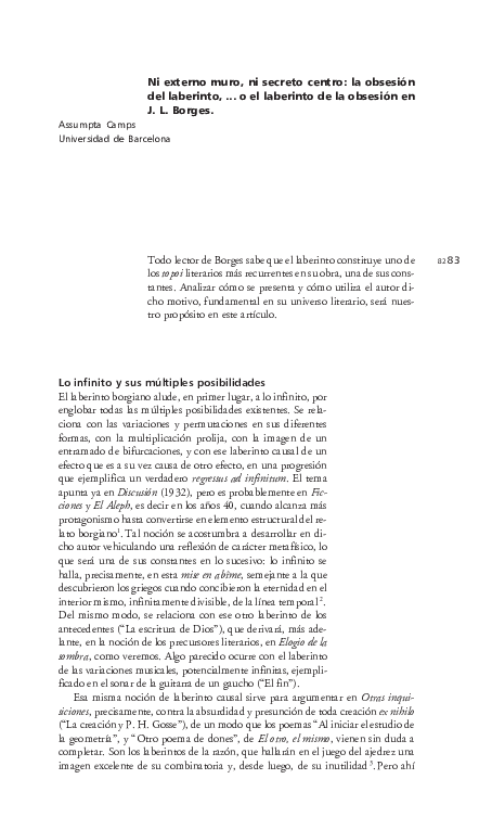 (PDF) Ni Externo Muro, ni Secreto Centro: la Obsesión de Laberinto ...
