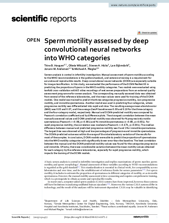 Pdf Sperm Motility Assessed By Deep Convolutional Neural Networks Into Who Categories