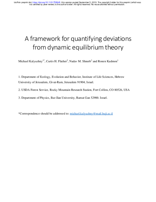 (PDF) A framework for quantifying deviations from dynamic equilibrium theory