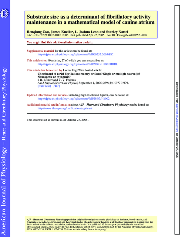 (PDF) atrium maintenance in a mathematical model of canine Substrate ...