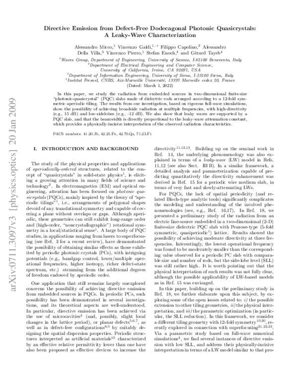 (PDF) Directive Emission from Defect-Free Dodecagonal Photonic Quasicrystals: A Leaky-Wave ...