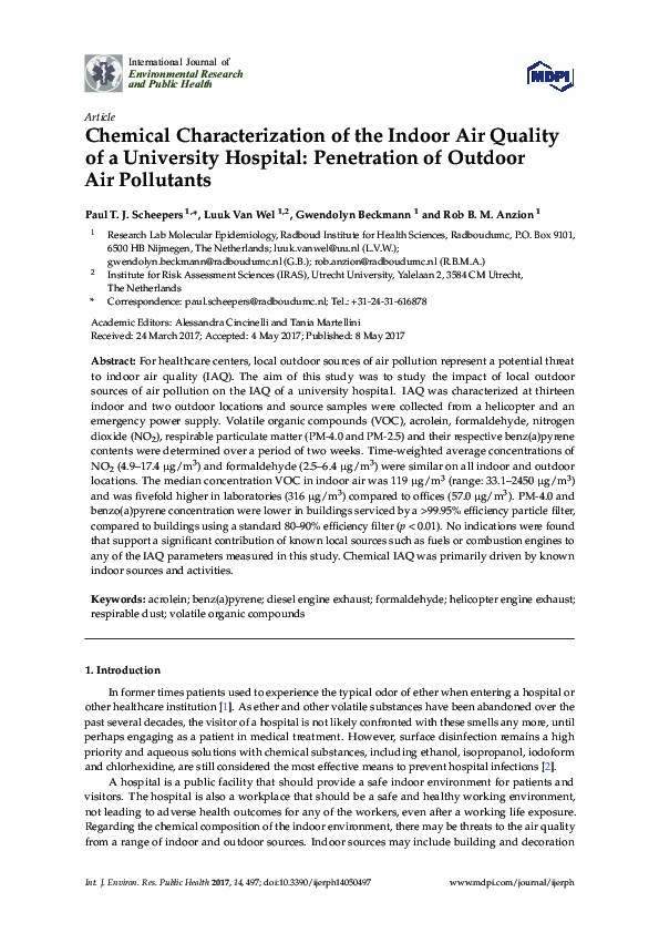 (PDF) Chemical Characterization of the Indoor Air Quality of a ...