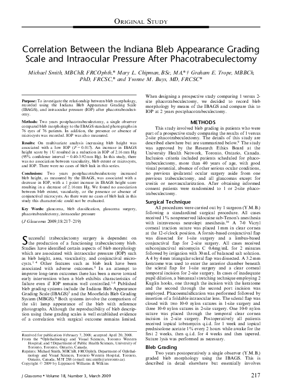 (PDF) Correlation Between the Indiana Bleb Appearance Grading Scale and ...