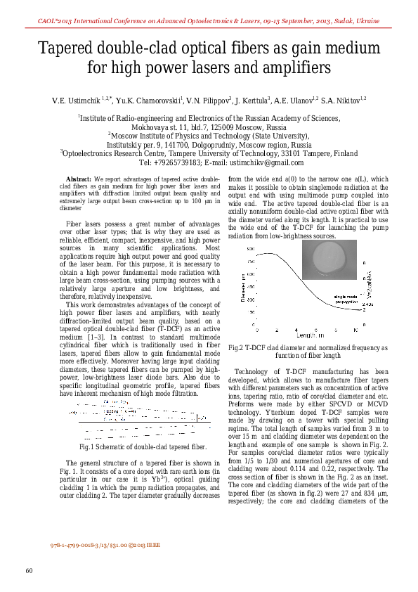 (PDF) Tapered double-clad optical fibers as gain medium for high power ...