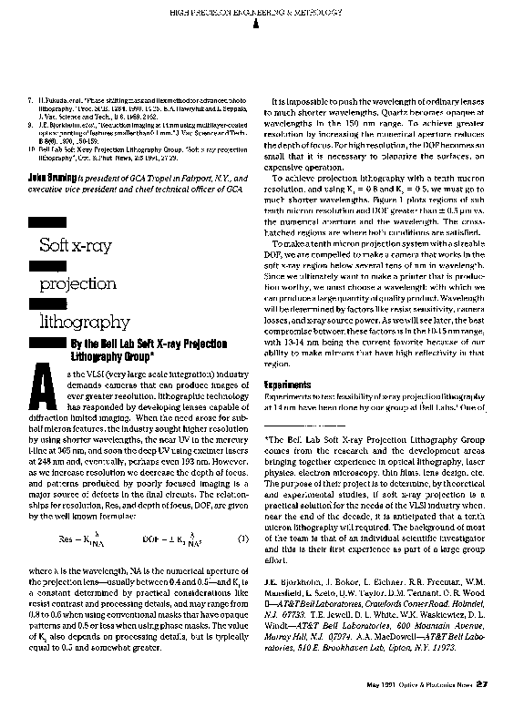 (PDF) Soft X-ray Projection Lithography