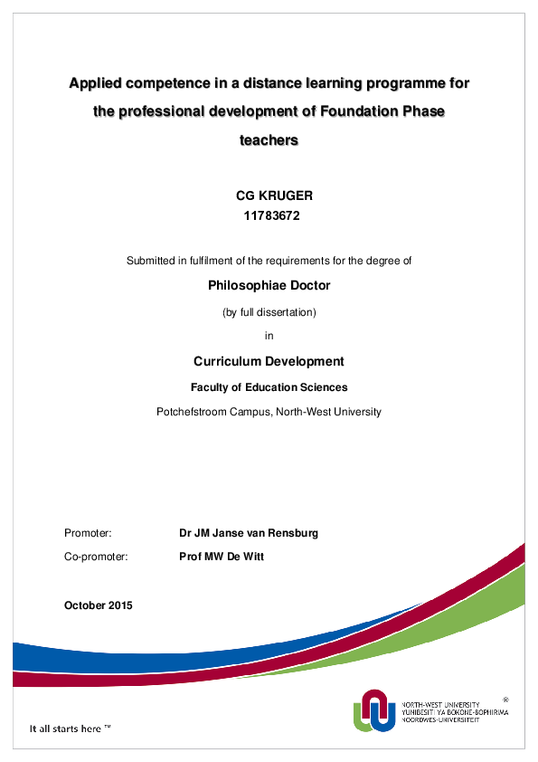 (PDF) Applied competence in a distance learning programme for the ...