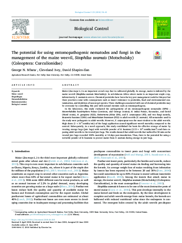 (PDF) The potential for using entomopathogenic nematodes and fungi in the management of the ...