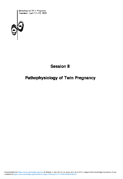 (PDF) Session II Pathophysiology of Twin Pregnancy