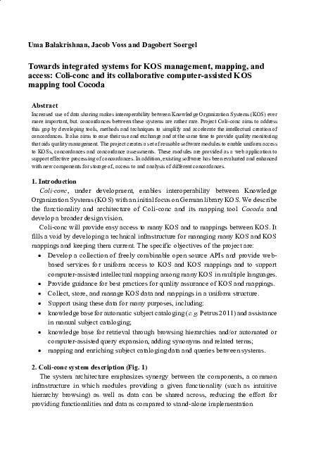 (PDF) Towards integrated systems for KOS management, mapping, and access: Coli-conc and its ...