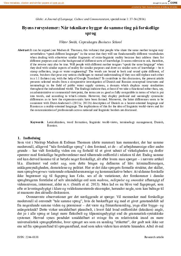 (PDF) Byens rørsystemer: Når teknikere bygger de samme ting på forskellige sprog