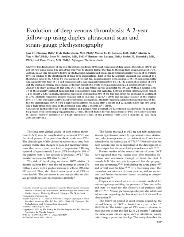 (PDF) Evolution of deep venous thrombosis: A 2-year follow-up using ...