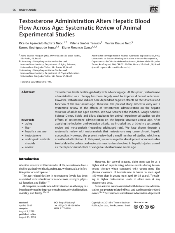 (PDF) Effects of Testosterone on Hepatic Blood Flow Across Ages