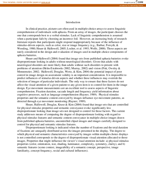 (PDF) Comparison of Eye Movement Indices of Multiple-Choice Images in Aphasia Batteries, Clipart ...