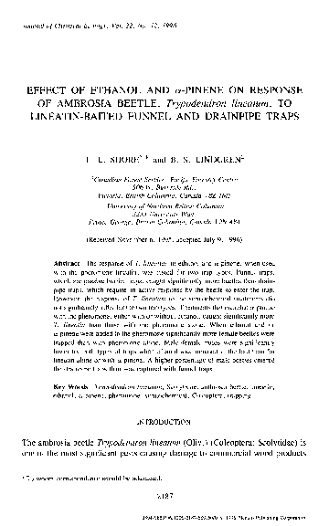 (PDF) Effect of ethanol and α-pinene on response of ambrosia beetle ...