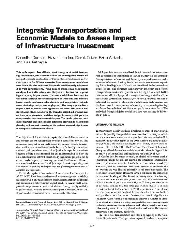 (PDF) Integrating Transportation and Economic Models
