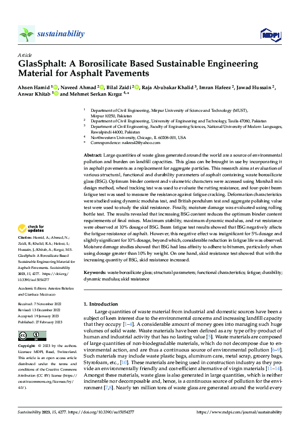 (PDF) GlasSphalt: A Borosilicate Based Sustainable Engineering Material ...