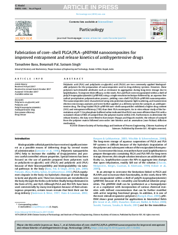 (PDF) Fabrication of core–shell PLGA/PLA–pNIPAM nanocomposites for ...