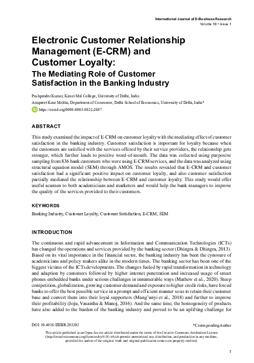 (PDF) Electronic Customer Relationship Management (E-CRM) and Customer ...