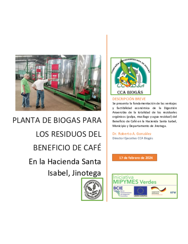 (PDF) Planta de Biogás para los residuos del Beneficio de Café ...