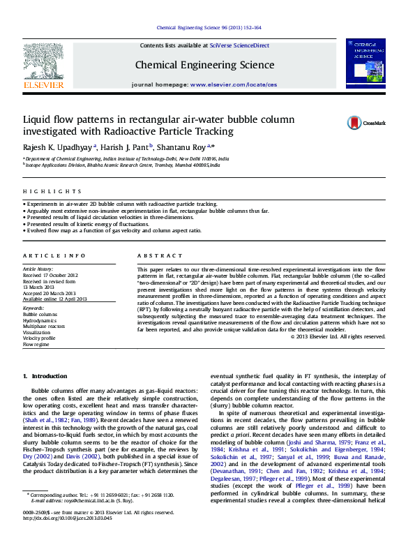 Liquid flow patterns in rectangular air-water bubble column investigated with Radioactive ...