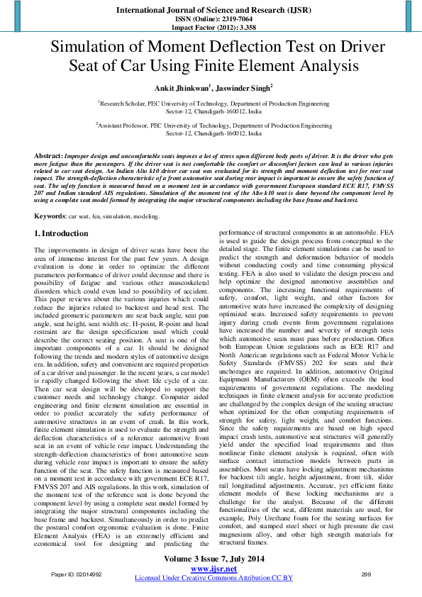 (PDF) Simulation of Moment Deflection Test on Driver Seat of Car Using ...
