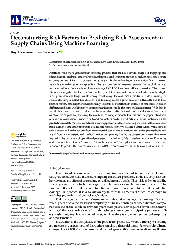 (PDF) Deconstructing Risk Factors for Predicting Risk Assessment in Supply Chains Using Machine ...