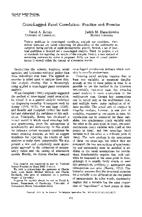 (PDF) Cross-lagged panel correlation: Practice and promise
