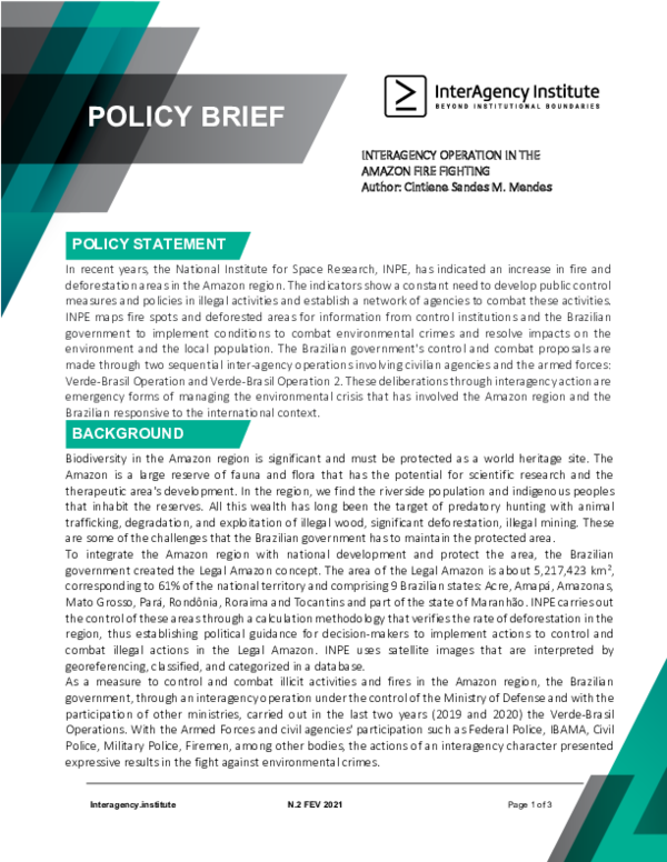 (PDF) Policy Brief - INTERAGENCY OPERATION IN THE AMAZON FIRE FIGHTING ...