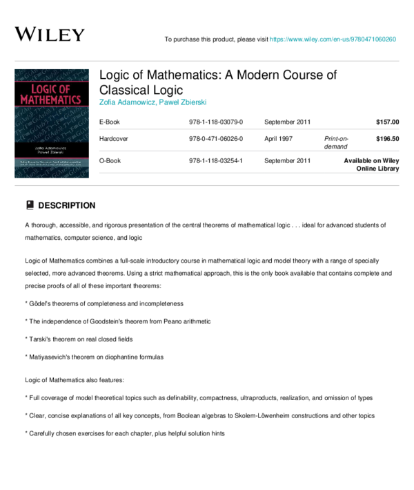 (PDF) Logic of Mathematics