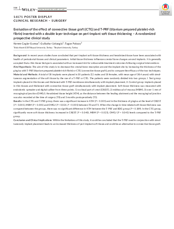 (PDF) Evaluation of the effect of connective tissue graft (CTG) and T ...
