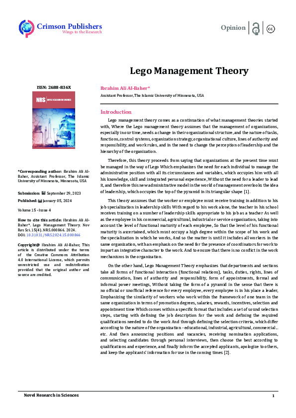 (PDF) Lego Management Theory