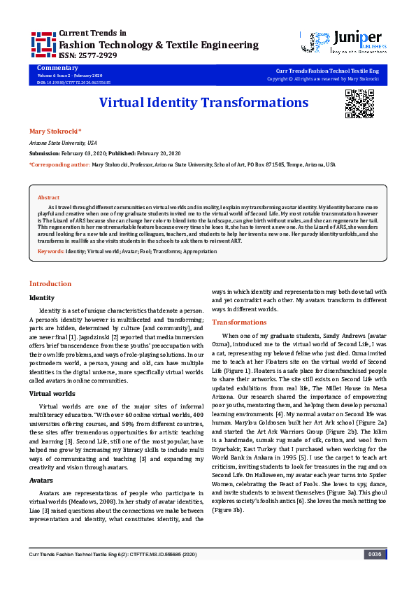 (PDF) Virtual Identity Transformations | Mary Stokrocki - Academia.edu