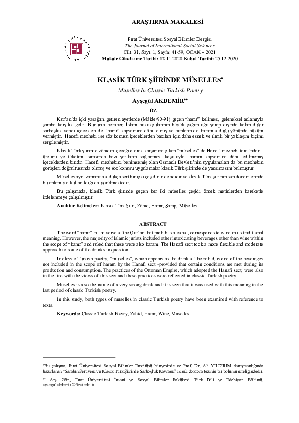 (PDF) Muselles In Classic Turkish Poetry