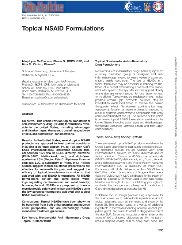 (PDF) Topical NSAID Formulations