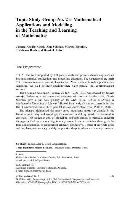 (PDF) Topic Study Group No. 21: Mathematical Applications and Modelling ...