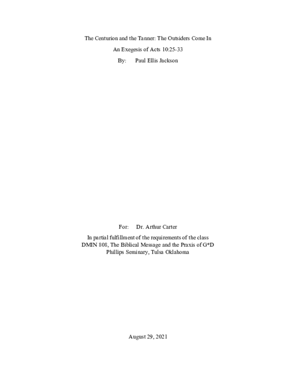 (DOC) The Centurion and the Tanner