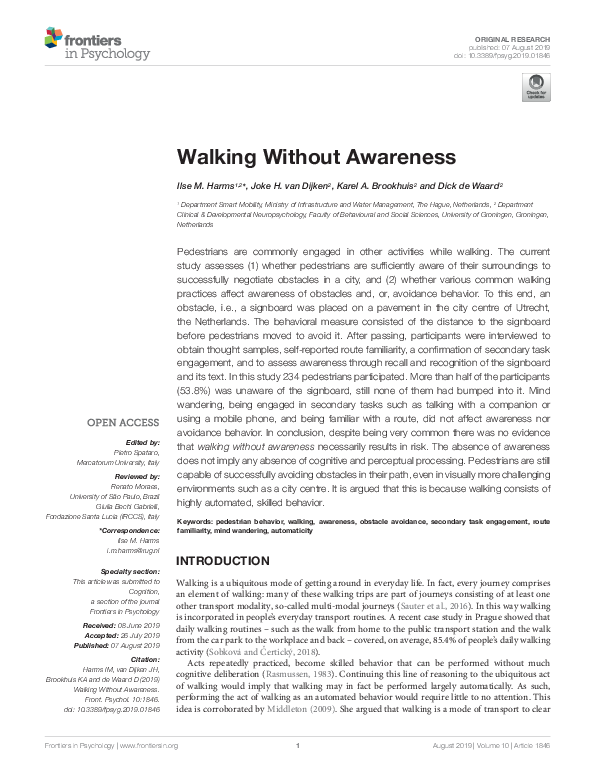 (PDF) Walking Without Awareness