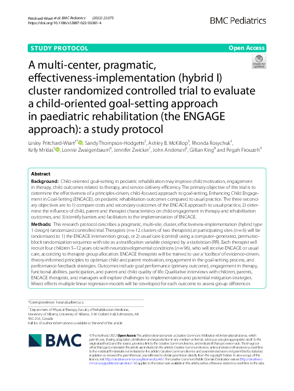 (PDF) A multi-center, pragmatic, effectiveness-implementation (hybrid I) cluster randomized ...