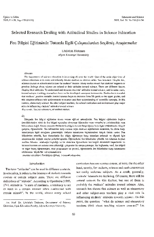 (PDF) Selected Research Dealing with Attitudinal Studies in Science ...