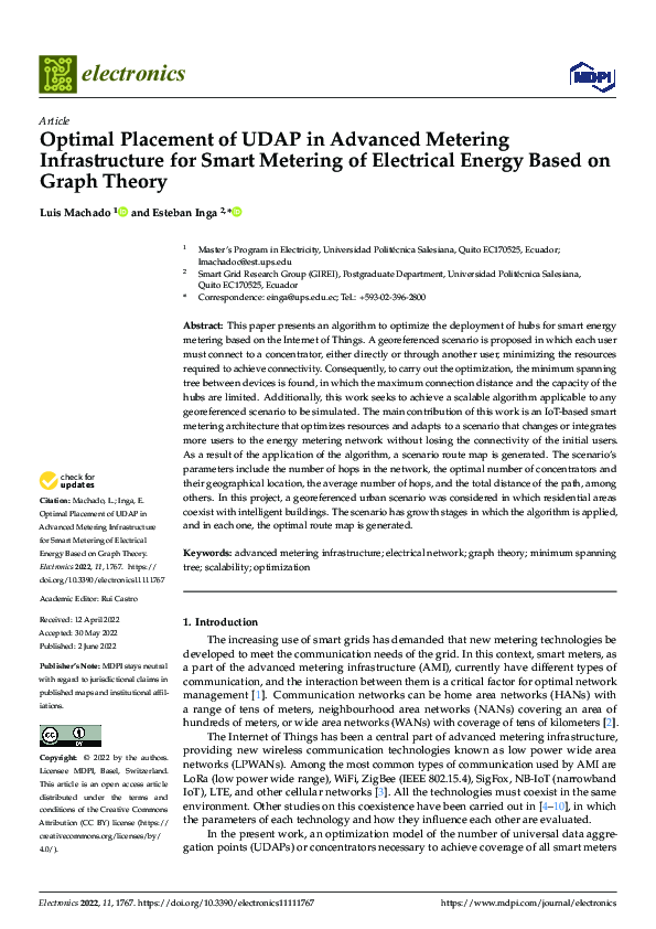 (PDF) Optimal Placement of UDAP in Advanced Metering Infrastructure for Smart Metering of ...