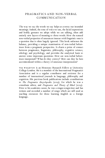 (PDF) PRAGMATICS AND NON-VERBAL COMMUNICATION