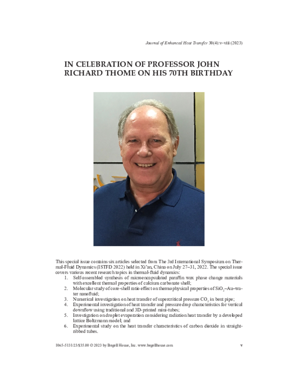 (PDF) In Celebration of Professor John Richard Thome on his 70th Birthday