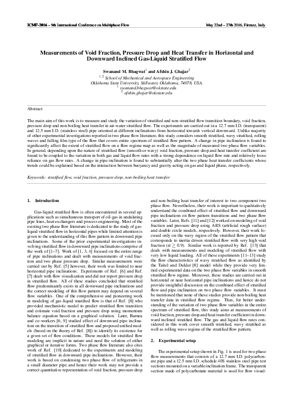 (PDF) Measurements of Void Fraction , Pressure Drop and Heat Transfer ...