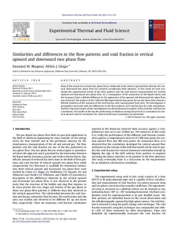 (PDF) Similarities and differences in the flow patterns and void fraction in vertical upward and ...