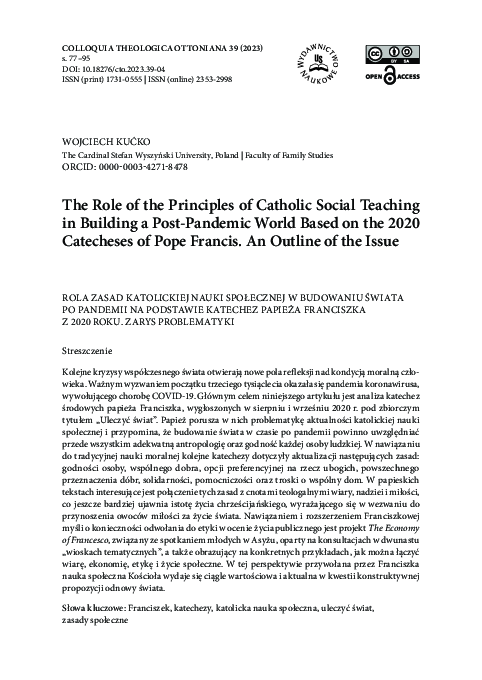 (PDF) The Role of the Principles of Catholic Social Teaching in ...