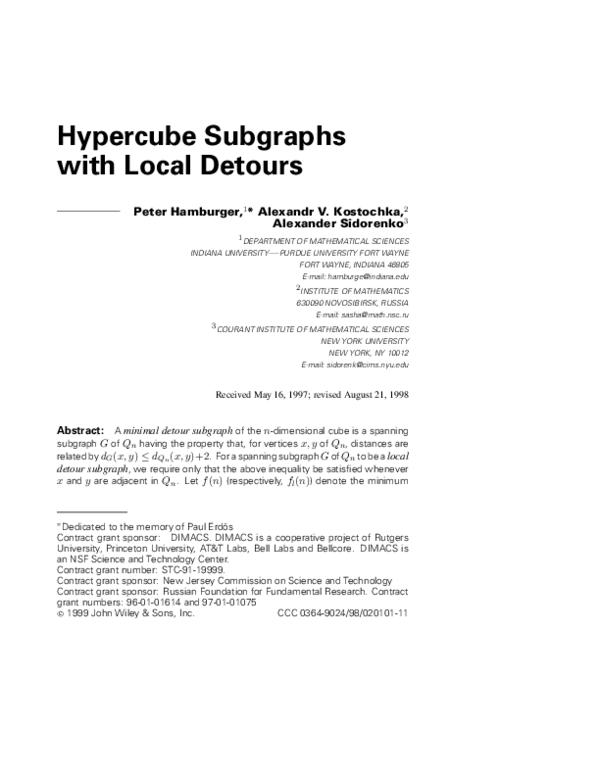 (PDF) Hypercube subgraphs with local detours