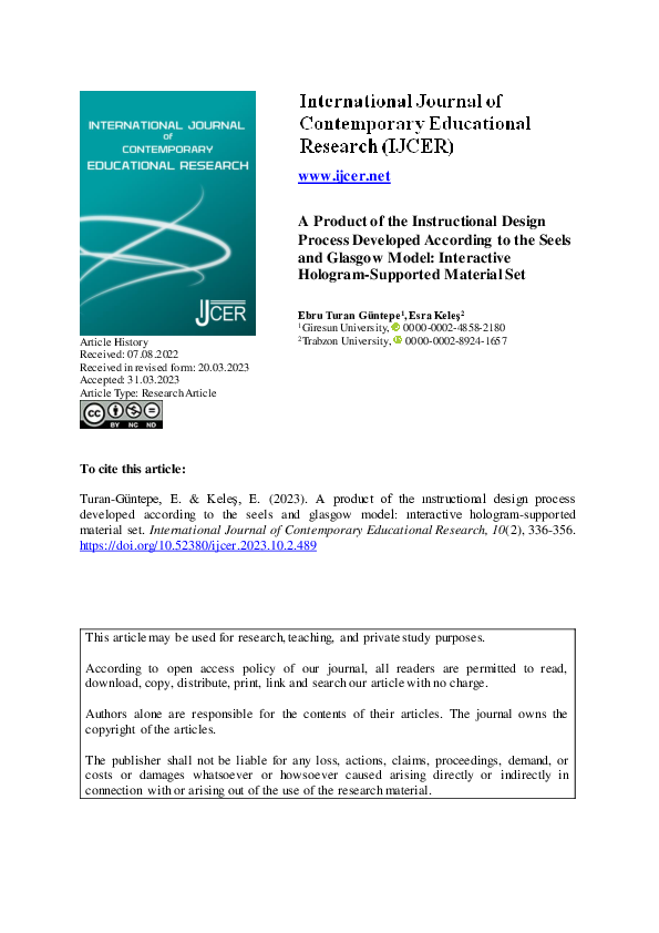 (PDF) A Product of the Instructional Design Process Developed According ...