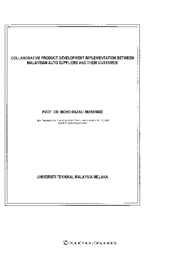 (PDF) Collaborative product development implementation between Malaysian auto suppliers and ...